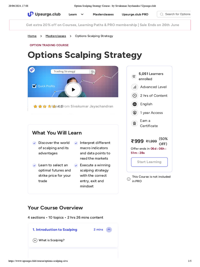 Option Scalping Strategy Course - by Sivakumar Jaychandra - Upsurge ...