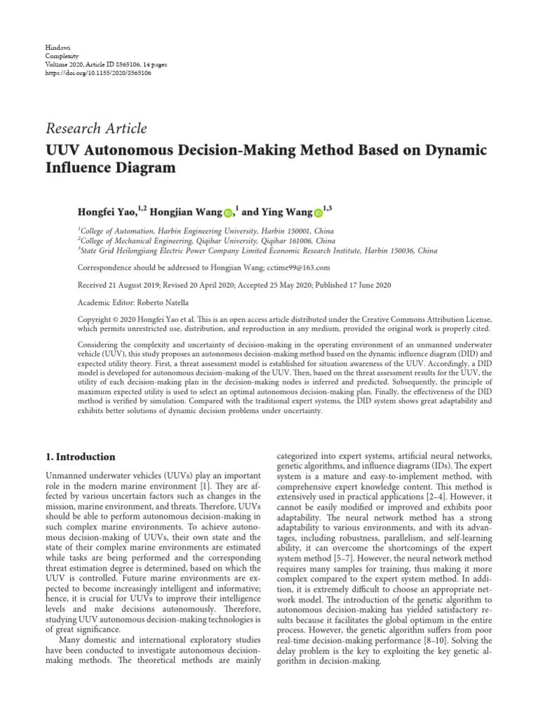 UUV Autonomous Decision-Making Method Based On Dyn | PDF | Decision ...