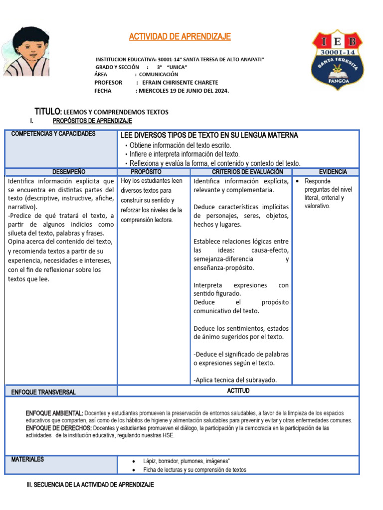 SESION-LEEMOS-Y-COMPRENDEMOS-TEXTOS-1 | PDF | Comprensión lectora | Ciencia cognitiva