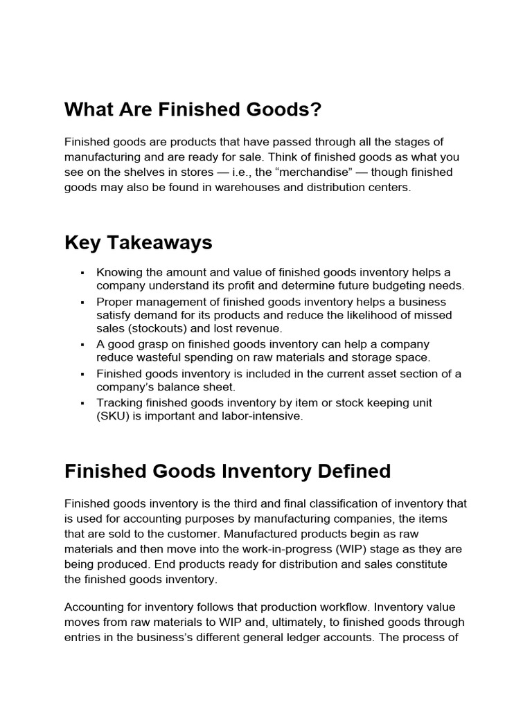 What Is Finished Goods | PDF | Cost Of Goods Sold | Inventory