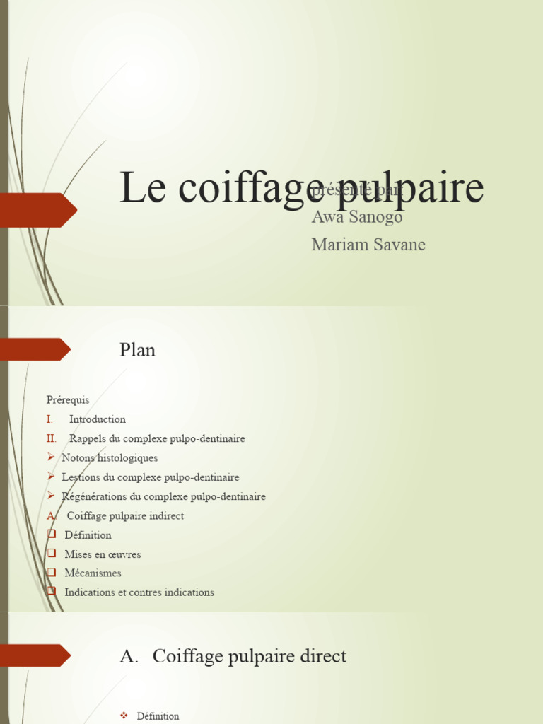 Coiffage Pulpaire : Techniques et Indications | PDF | Émail dentaire ...