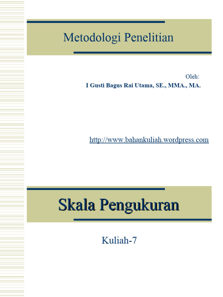 Skala Pengukuran Populasi Dan Sample | PDF