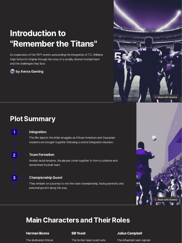 Introduction To Remember The Titans | PDF