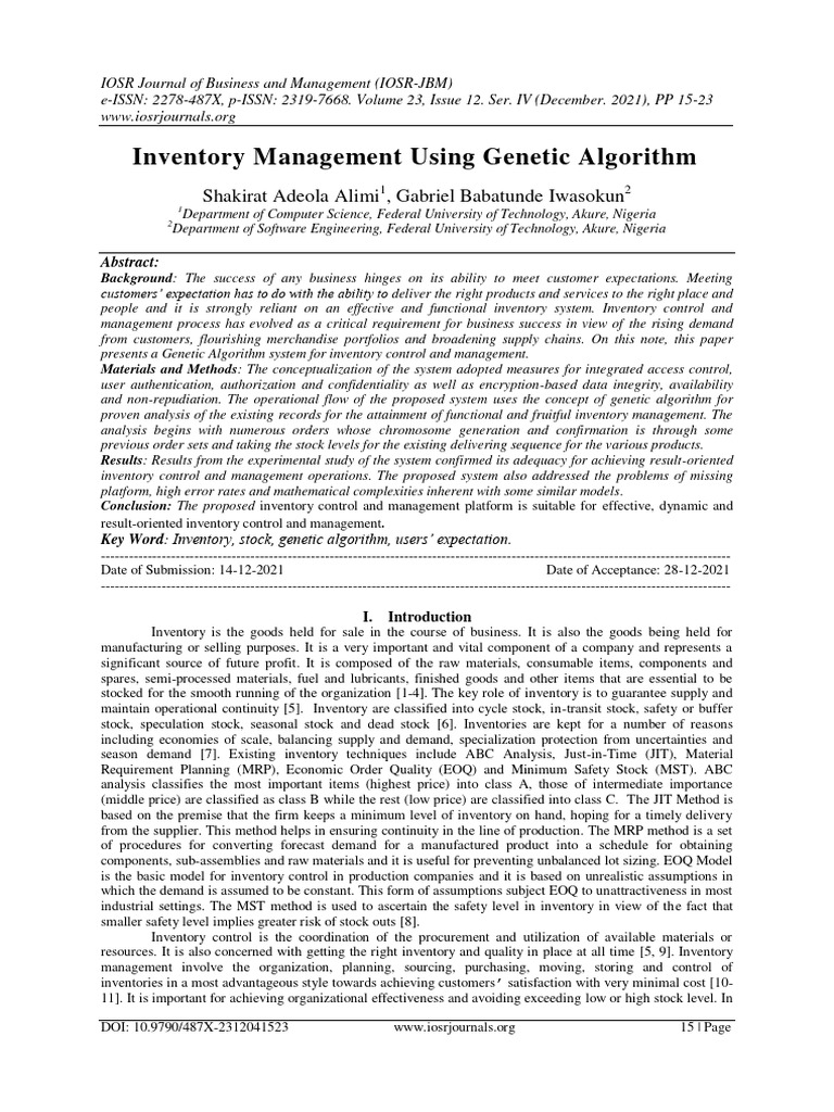 C2312041523 (1) Inventory Management | PDF | Inventory | Genetic Algorithm