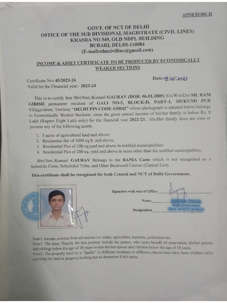 EWS Certificate | PDF