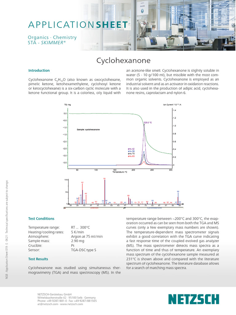 2006-019 Cyclohexanone | PDF | Mass Spectrometry | Scientific Techniques
