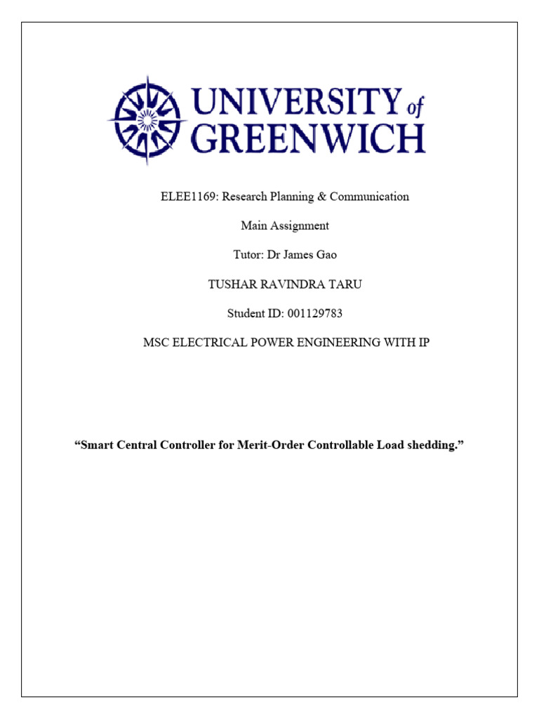RPC - Final Assignment - Tushar Taru | PDF | Electrical Grid | Smart Grid