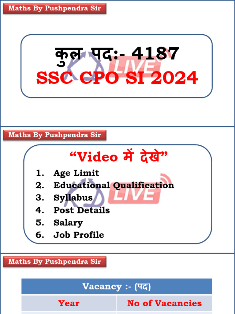 SSC CPO SI 2024-1 | PDF | Schools | Student Assessment And Evaluation