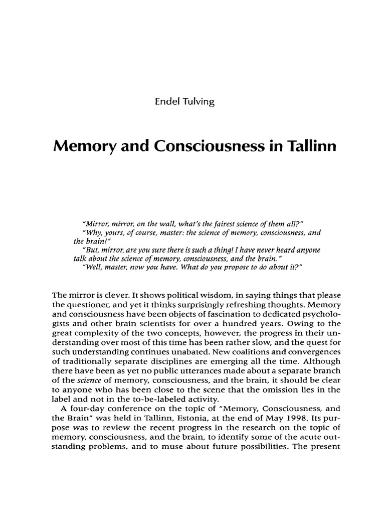 memory tulving book | Download Free PDF | Consciousness | Memory