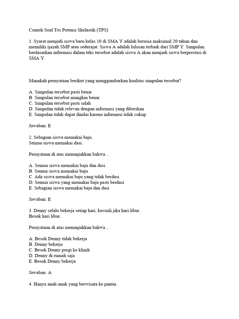 Contoh Soal Tes Potensi Skolastik | PDF