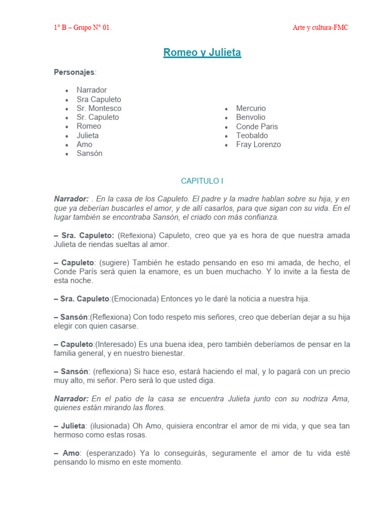 Romeo y Julieta 1 | PDF | Romeo y Julieta | Julieta