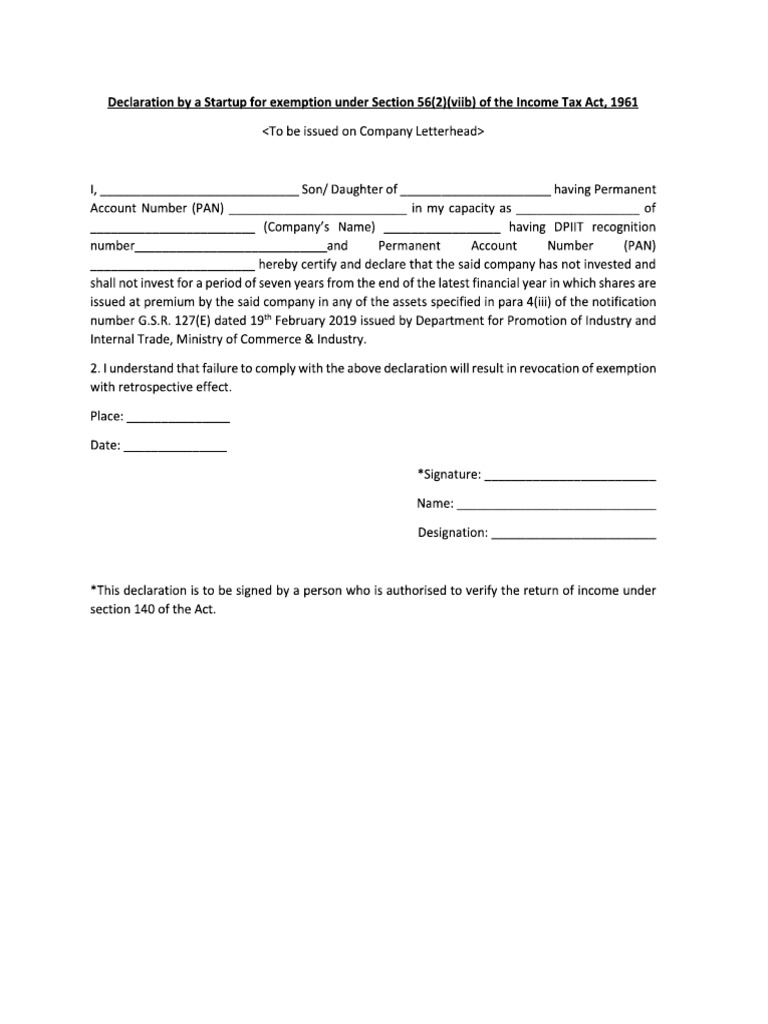 Declaration Sec56 Exemption | PDF