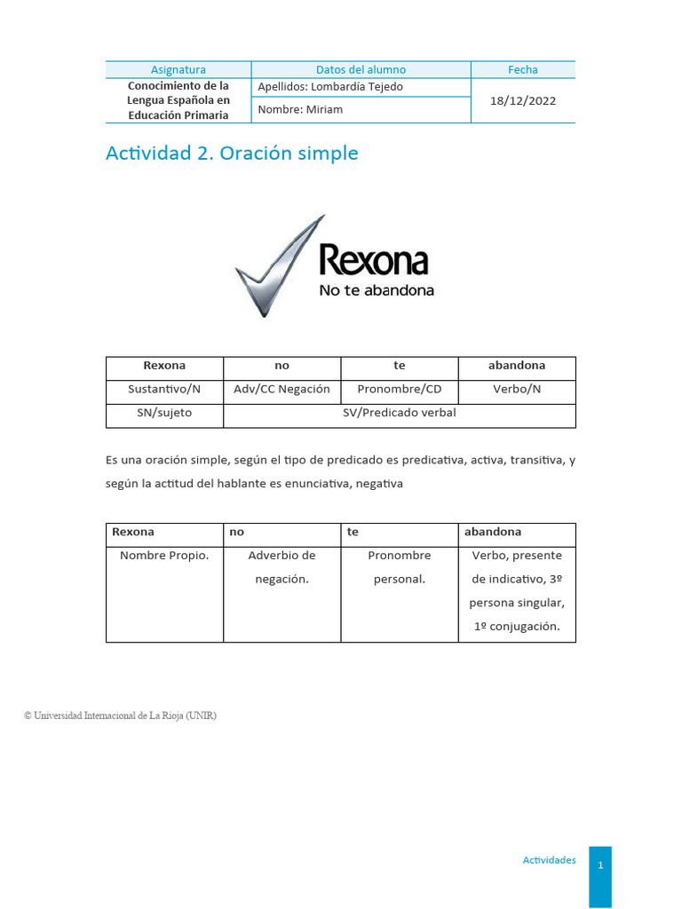 ACT Oración Simple | PDF | Verbo | Predicado (Gramática)