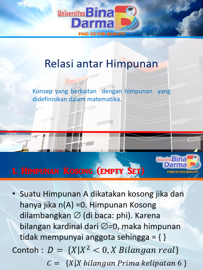 Himpunan Bilangan (Relasi Antar Himpunan) - FAKULTAS VOKASI 2019-2020 GANJIL UNIVERSITAS BINA ...