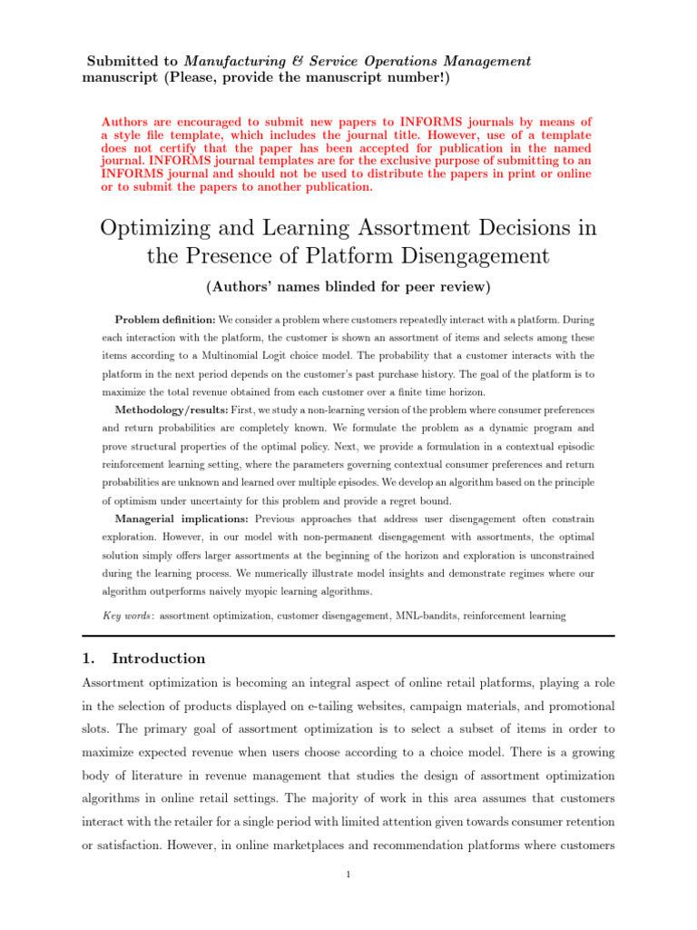 Repeated Engagements and Assortments For MSOM | PDF | Career & Growth | Business