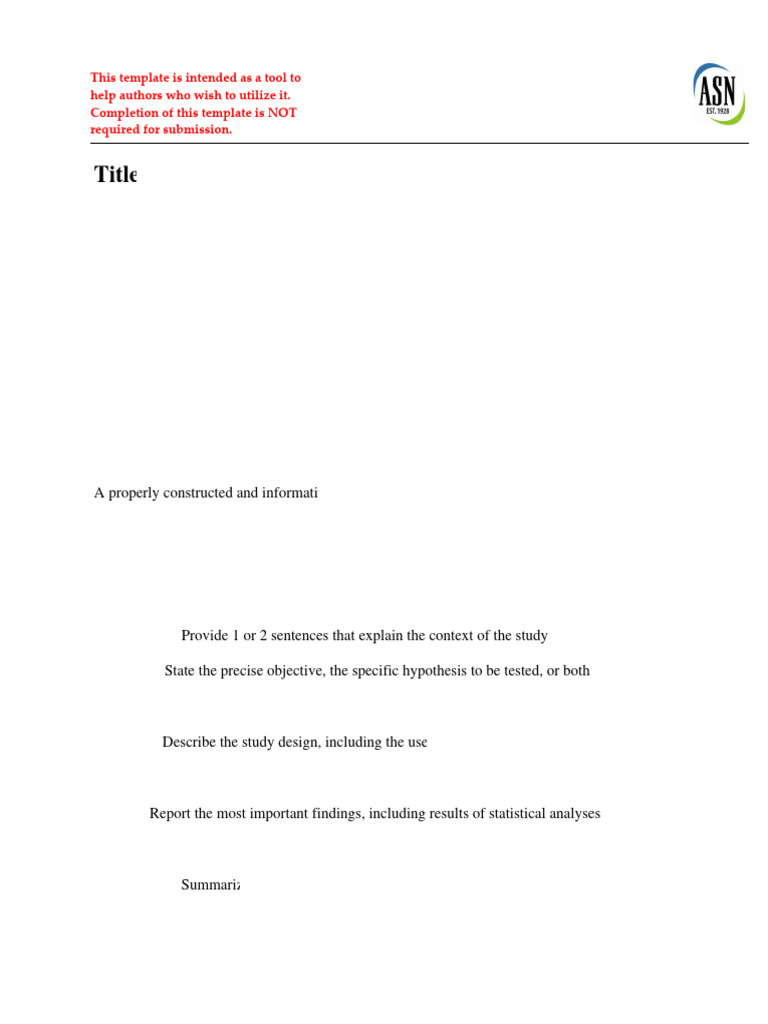 ASN Manuscript Submission Template | PDF | Data | Diet (Nutrition)