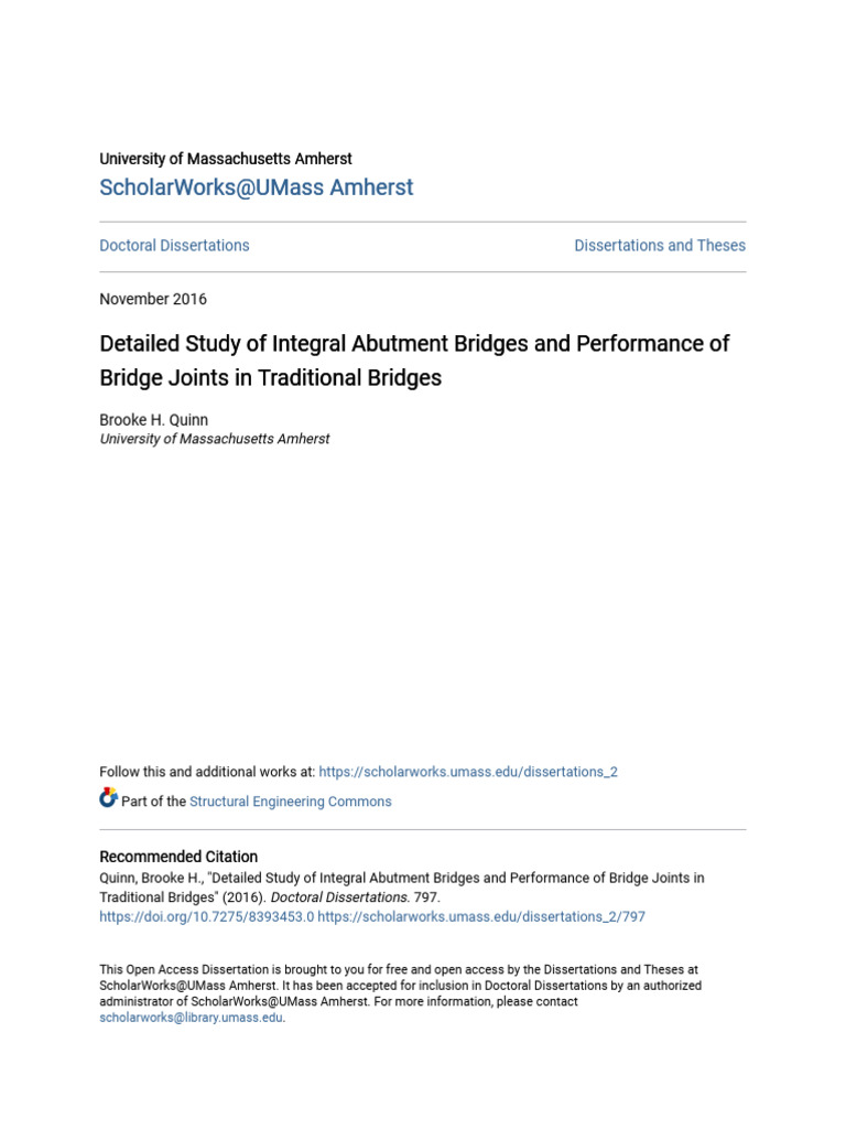 Detailed Study of Integral Abutment Bridges and Performance of BR | PDF ...