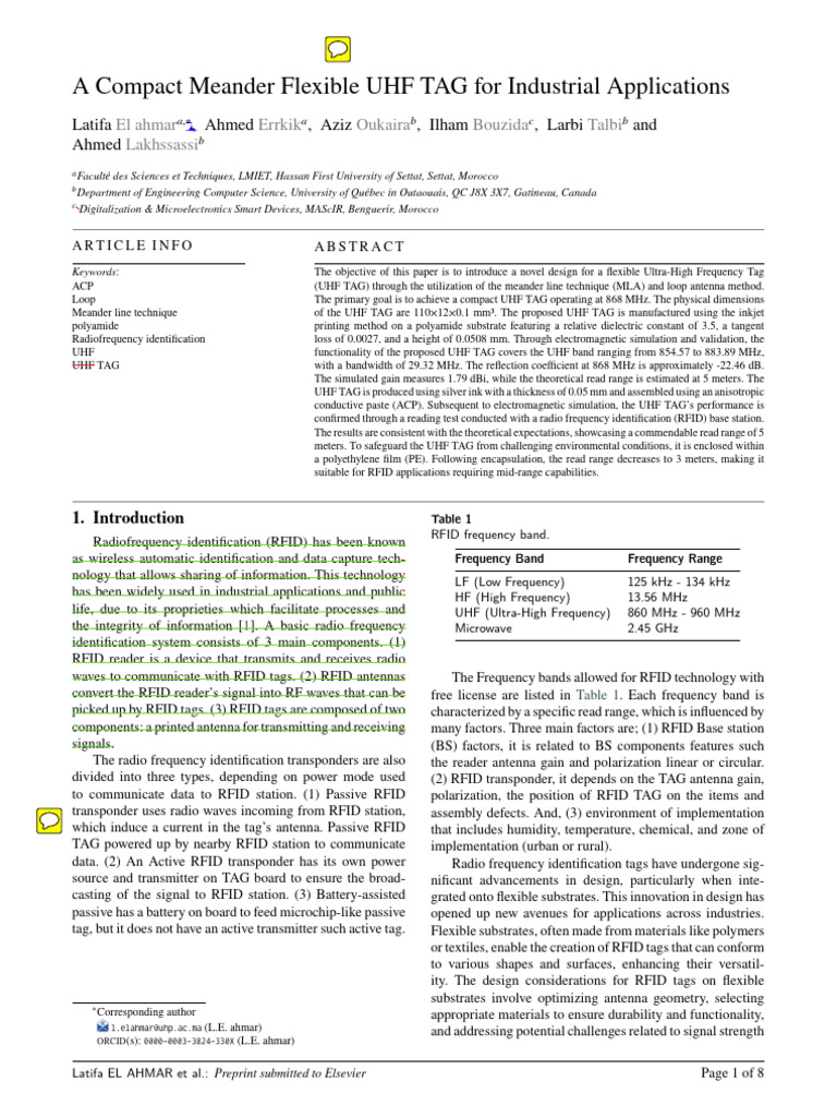 Elsevier ELAHMAR Latifa V4 | PDF | Radio Frequency Identification | Antenna (Radio)