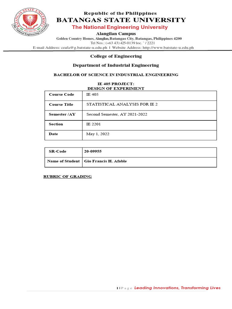 Afable Gio Francis Ie405 Doe-Project Ie 2204-1 | PDF | P Value | Type I ...
