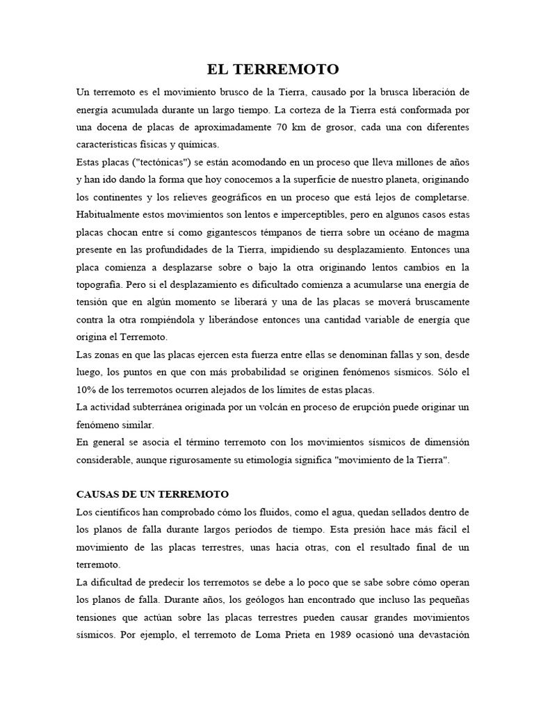 El Terremoto | PDF | Temblores | Tierra