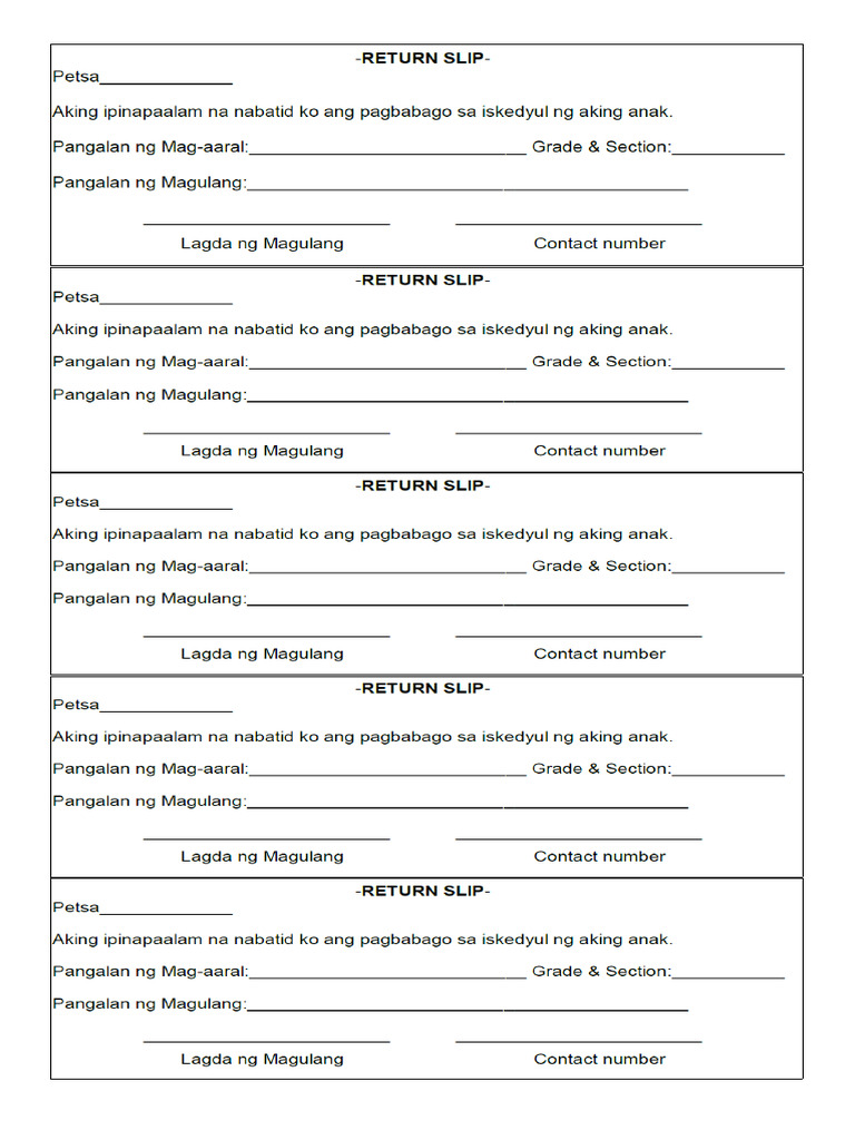 Return Slip | PDF