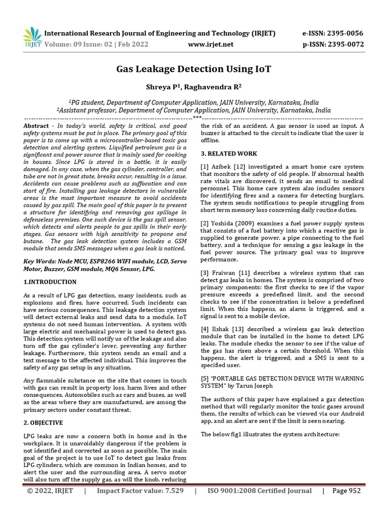 IoT-Based Gas Leak Detection System | PDF | Liquefied Petroleum Gas | Internet Of Things