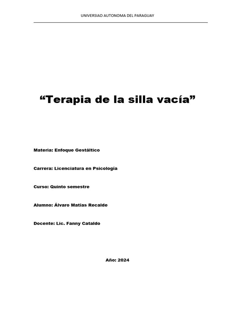 Tp-Terapia de La Silla Vacã - A-Enfoque Gestaltico | PDF | Terapia Gestalt | Psicoterapia