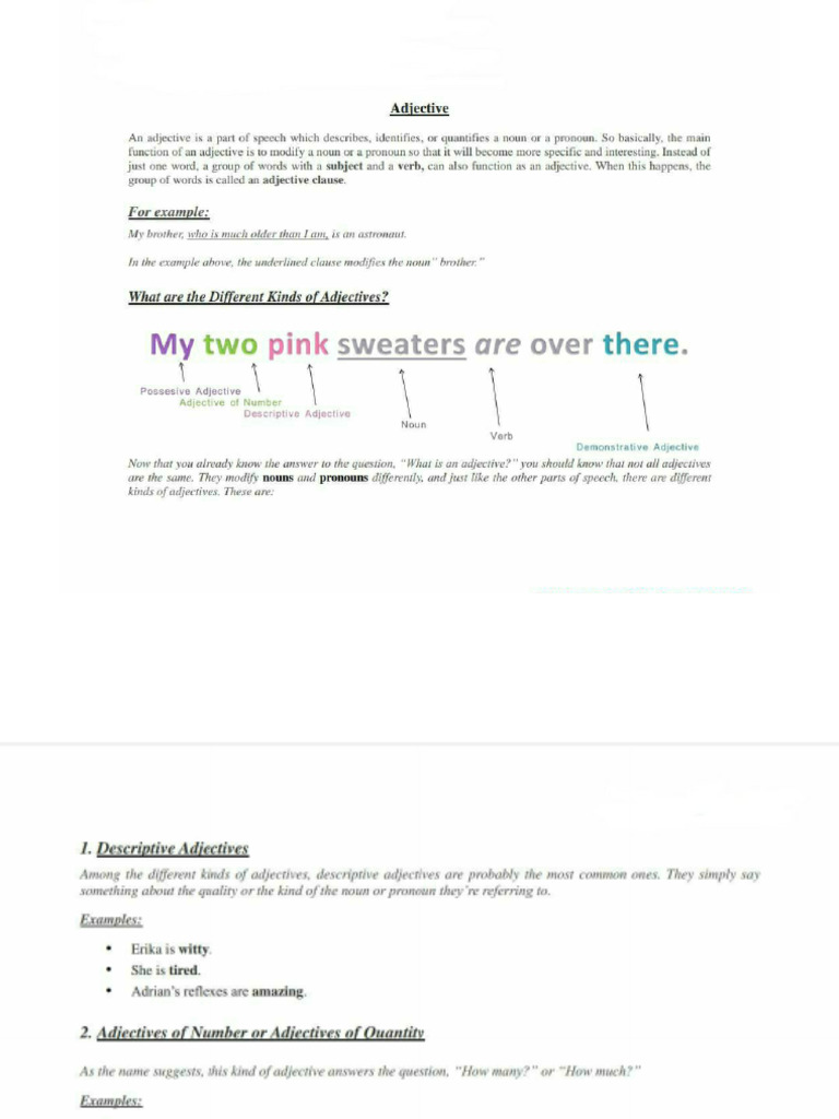 Adjectives Updated Pdf
