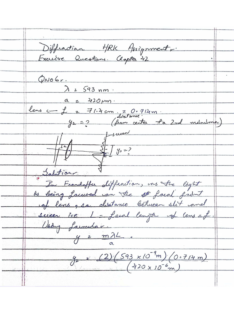 Optics Diffraction assignment HRK | PDF