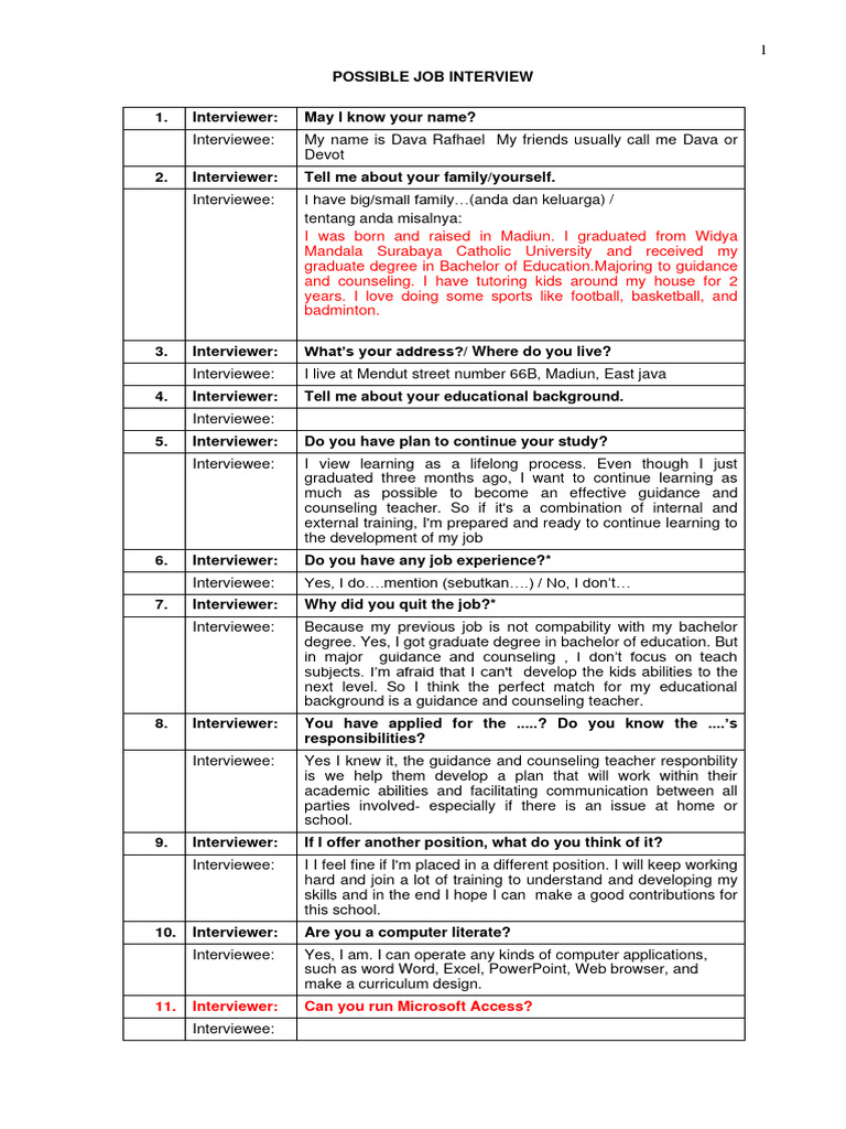 job interview | PDF | Interview