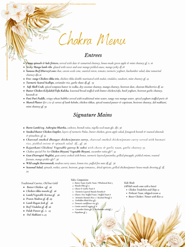 Chakra Menu | PDF | Chutney | Curry