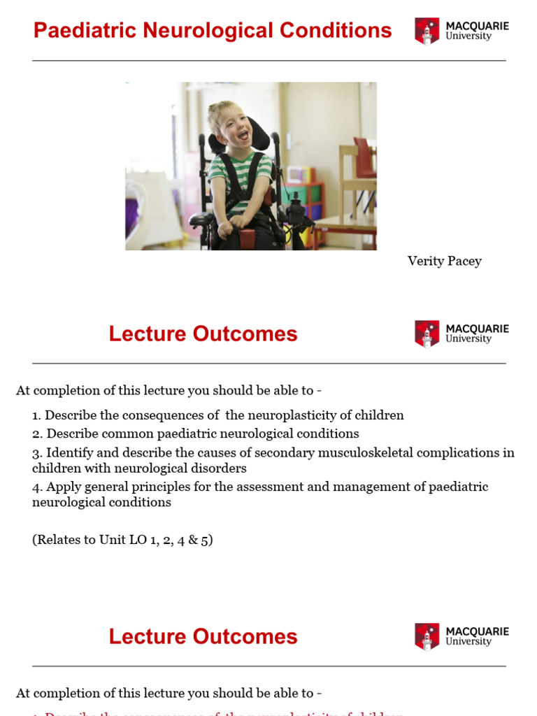 Paediatric Neurological Conditions Lecture - Part 1 | PDF