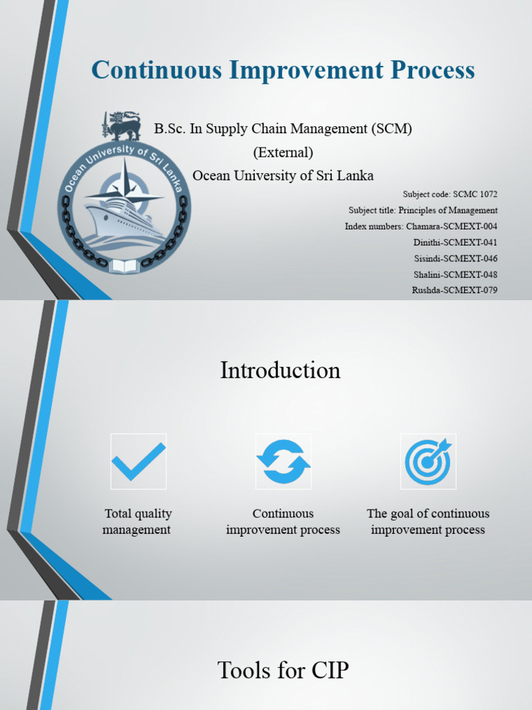 Continuous Improvement Process | PDF | Supply Chain Management | Production And Manufacturing