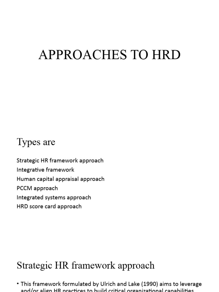 Approaches To HRD | PDF | Strategic Management | Employee Retention