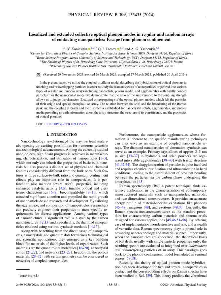 Localized and Extended Collective Optical Phonon Modes in Regular and Random Arrays of ...