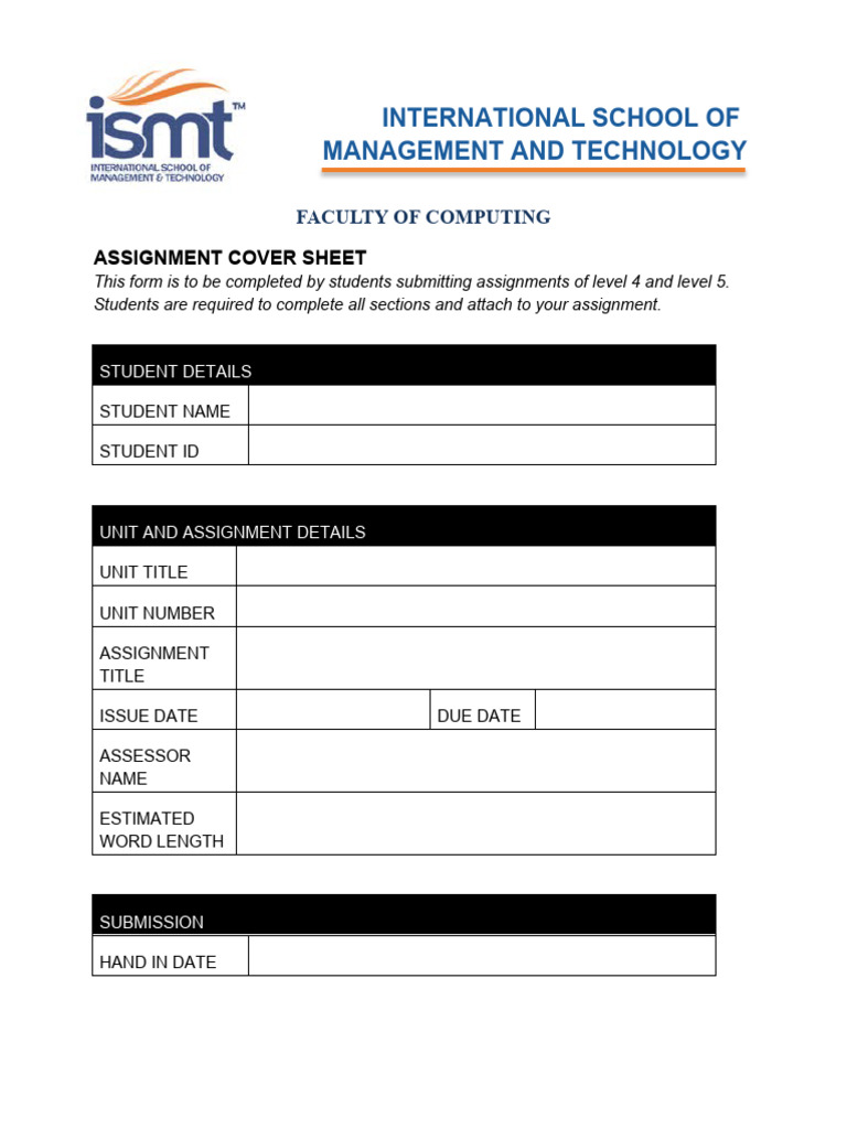 Assignment Submission Cover Sheet | PDF | Plagiarism