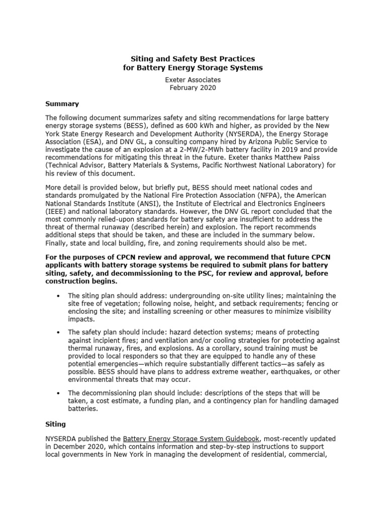BESS Safety and Siting Best Practices | PDF | Fires | Fire Sprinkler System