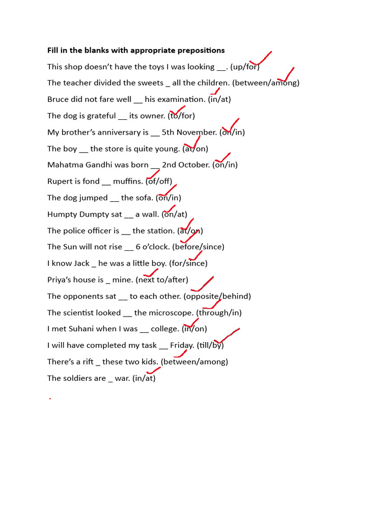 Appropriate Prepositions | PDF