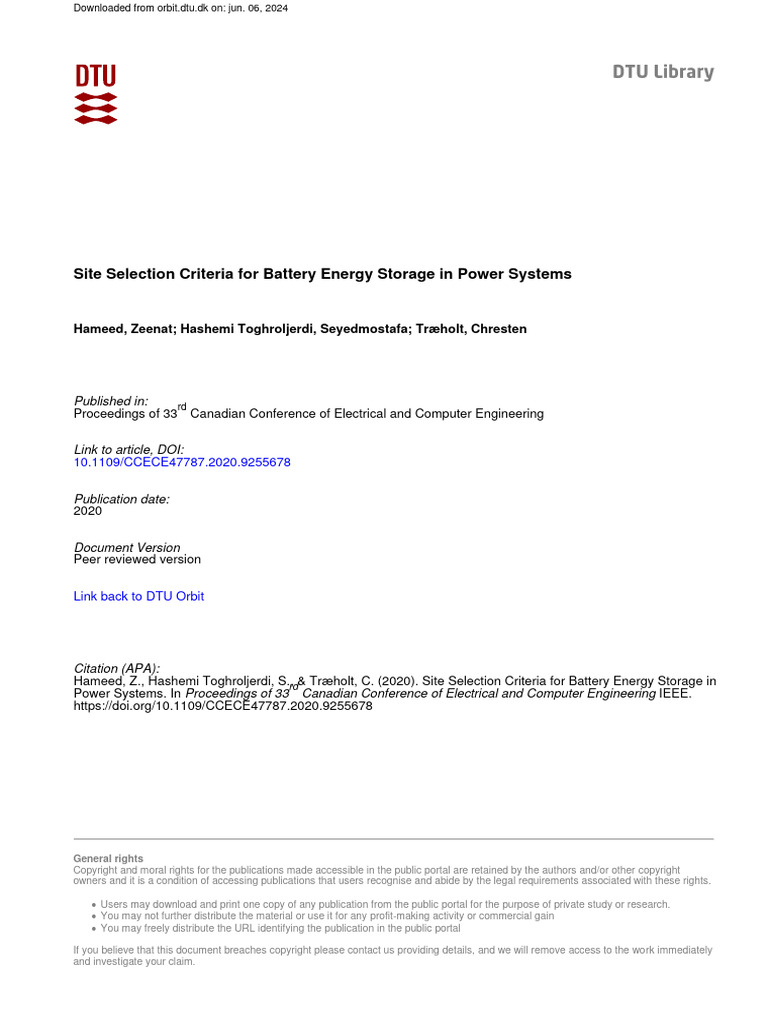 Site Selection Criteria in Battery Energy Storage in Power Systems ...