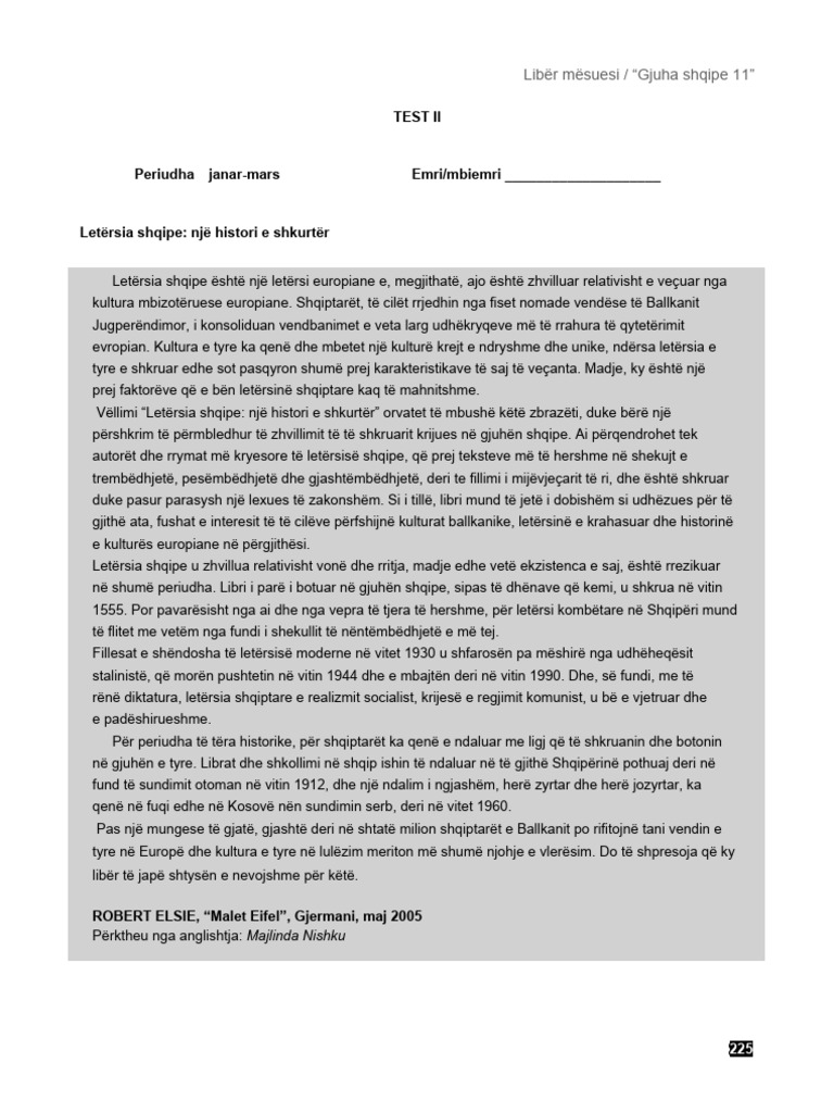 Gjuha Shqipe 11, Sem II | PDF