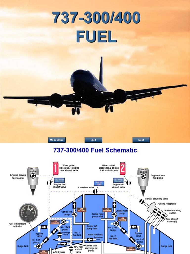 737-300/400 Fuel System Overview | PDF | Pump | Valve