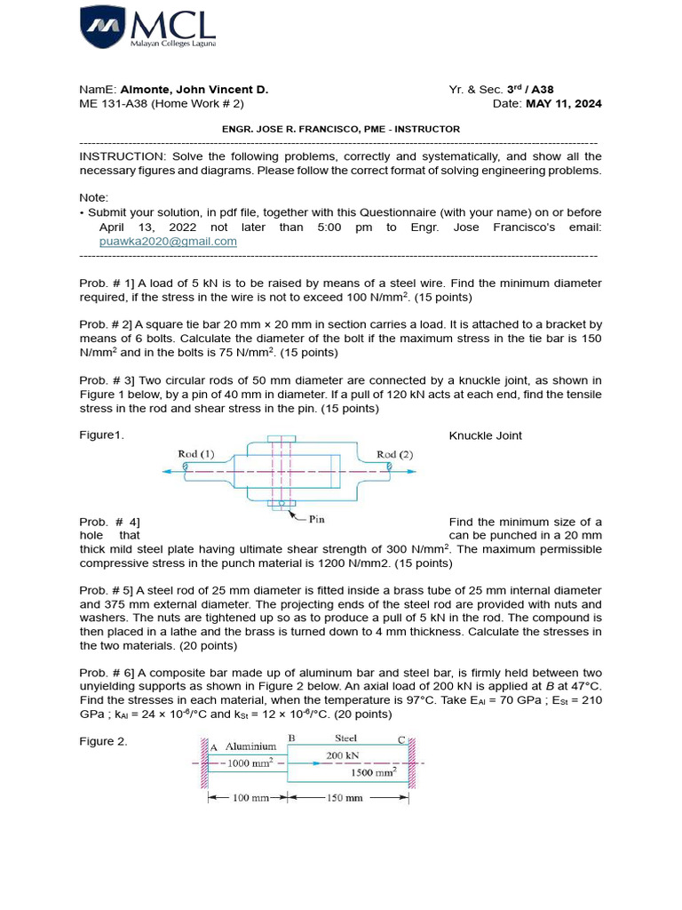 Engineering Problem Solutions for ME 131-A38 | PDF | Physical Sciences ...