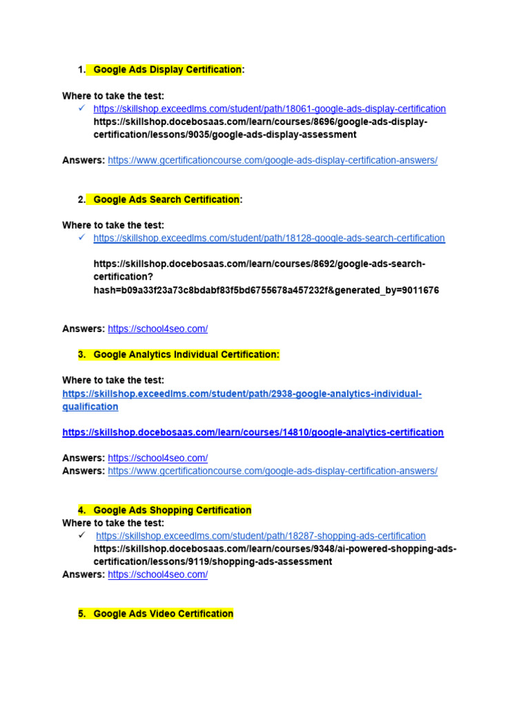 Google Certifications | PDF | Business