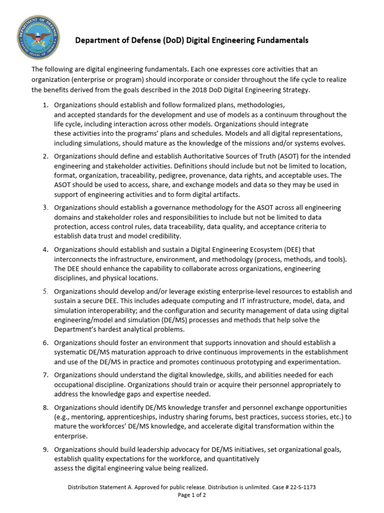 DoD Digital Engineering Fundamentals | PDF | Engineering | Product ...