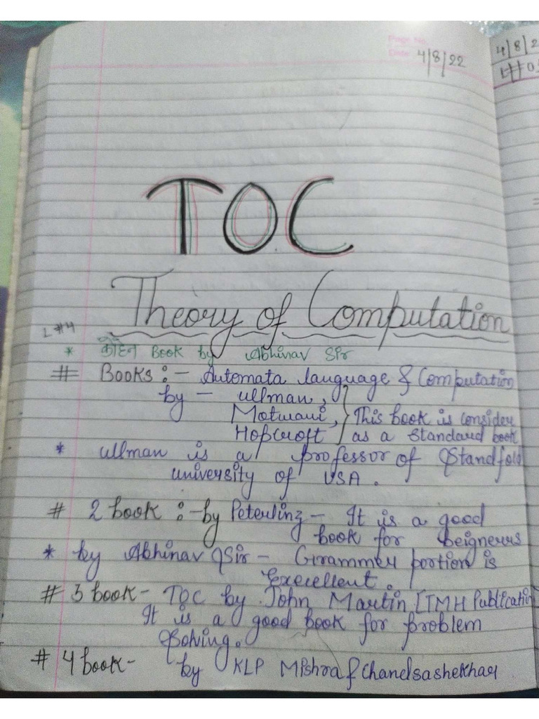 Toc Notes Theory Of Computation Pdf