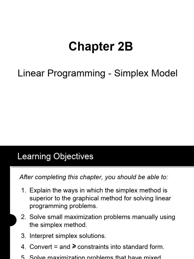 CH 2-2 Linear PP Simplex | PDF | Mathematical Optimization | Linear ... CH 2-2 Linear PP Simplex | PDF | Mathematical Optimization | Linear ...