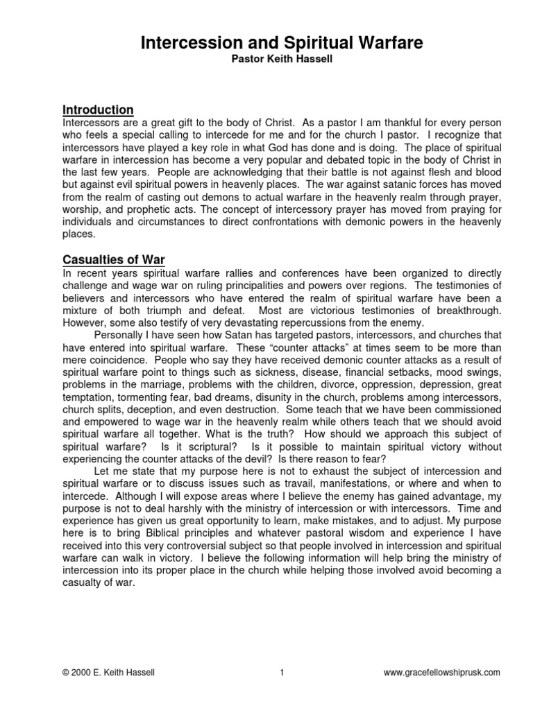 Intercession and Spiritual Warfare | PDF | Satan | Jesus