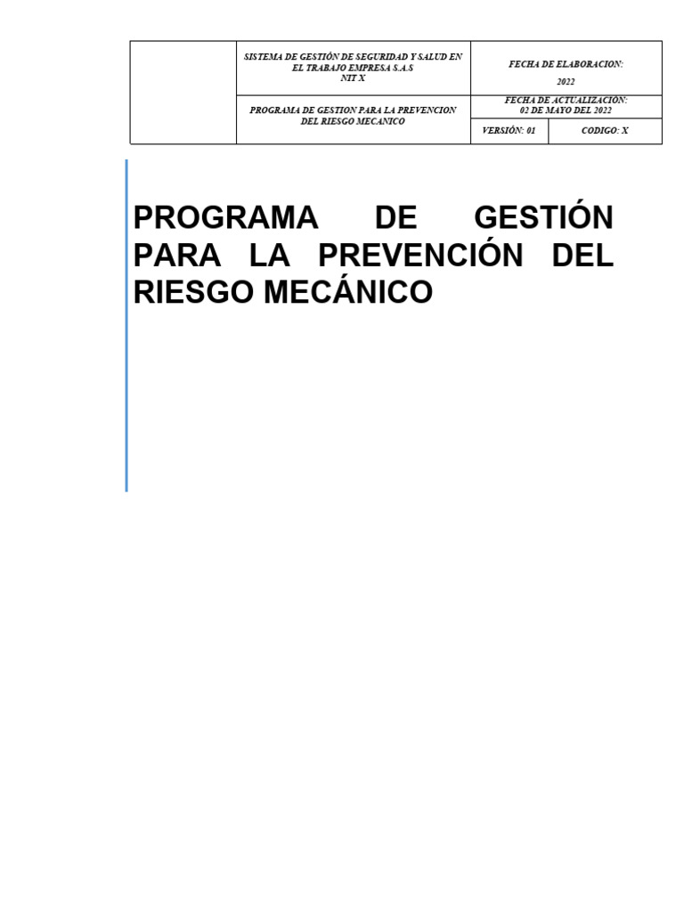 Programa de Riesgo Mecanico | PDF Programa de Riesgo Mecanico | PDF