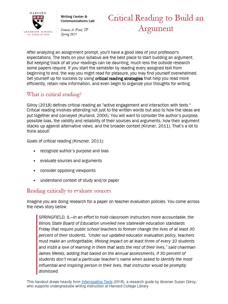 Critical Reading To Build Argument | PDF | Feminism | Gender Studies