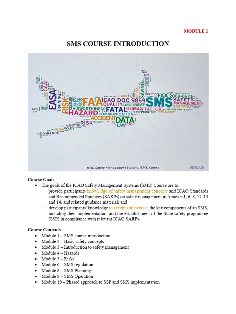 SMS - Module 1 2 | PDF | Safety | Risk